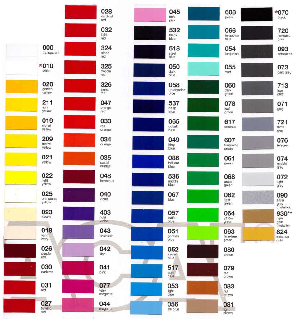 Vinyl Color Charts - Designs in Motion
