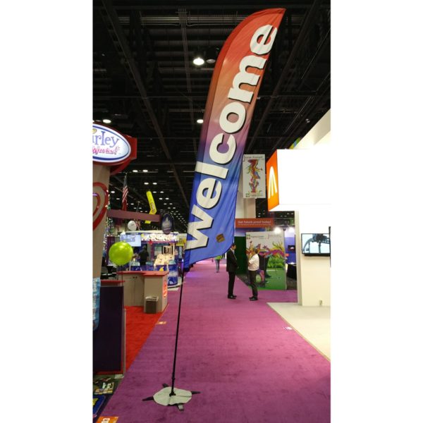 2x12' Pre-Printed Nylon Breeze Blade w/ BTL Pole & Cross Base w ...